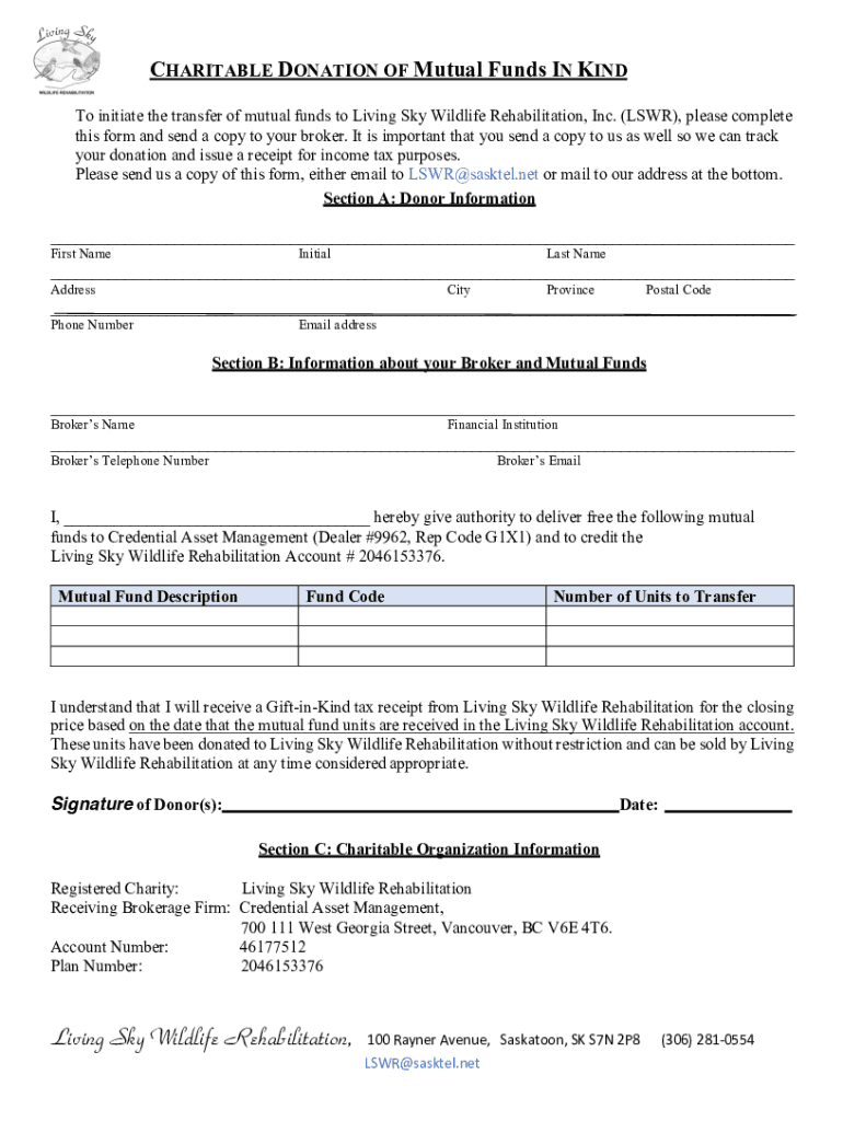 Fillable Online Vanguard Charitable Donation Form Fax Email Print ...