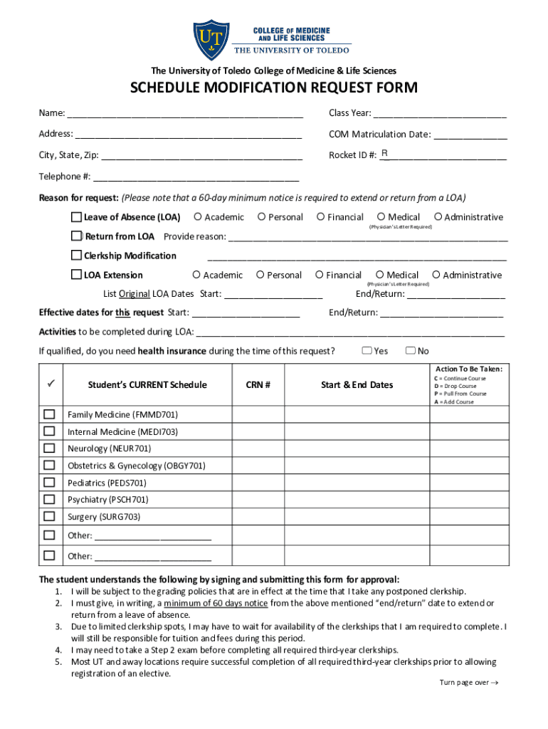 Fillable Online Transcript Requests - University of Toledo Fax Email Print - pdfFiller