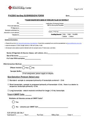 Fillable Online PACBIO Iso-Seq SUBMISSION FORM Fax Email Print - pdfFiller