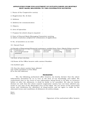 Fillable Online Form for allotment of outlet Fax Email Print - pdfFiller