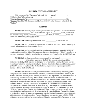 SECURITY CONTROL AGREEMENT Doc Template | pdfFiller