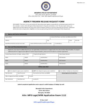 Fillable Online Memphis Police Firearm Release Form - Fill and Sign ...