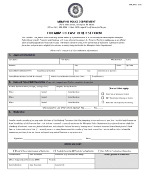 Fillable Online Memphis Police Firearm Release Form - Fill Online ...