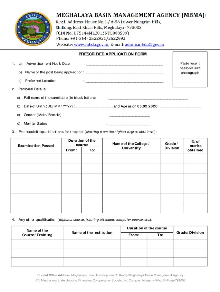 Fillable Online mbda gov Fillable Online Annexure IV APPLICATION FORM ... Fillable Online mbda gov Fillable Online Annexure IV APPLICATION FORM ...