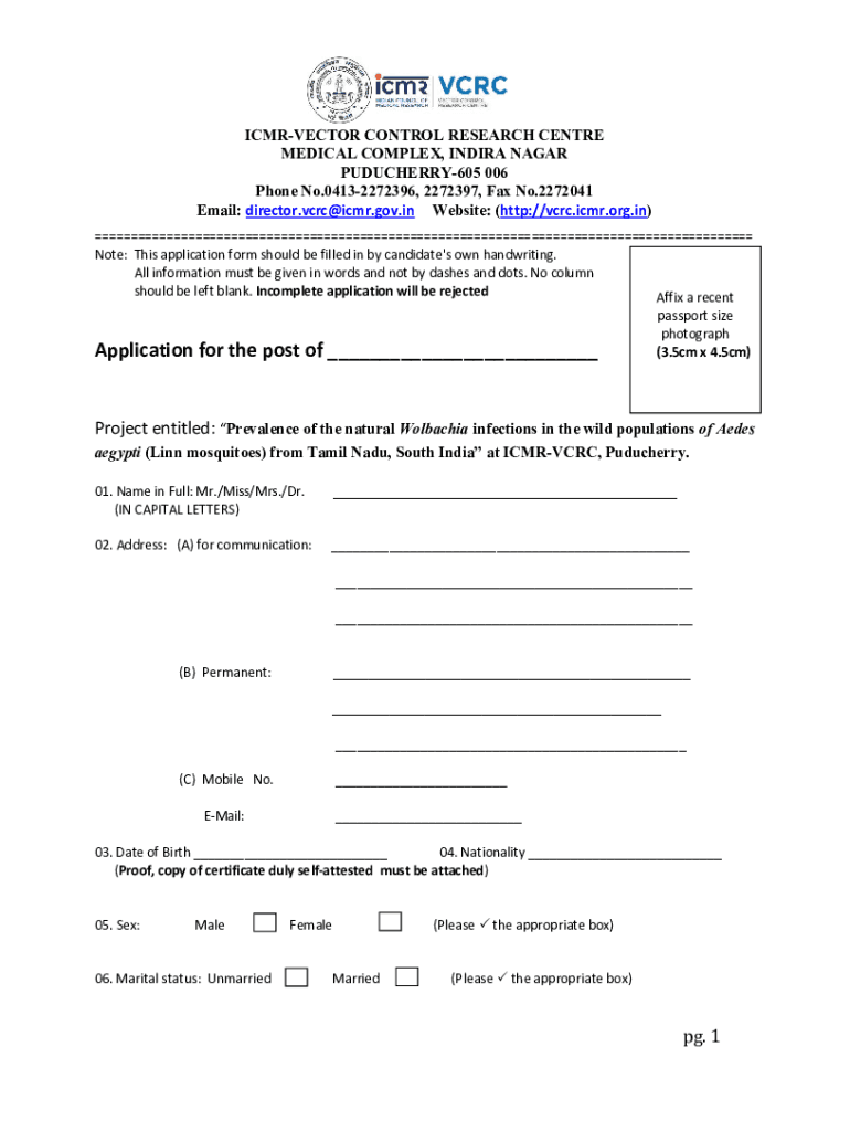 Fillable Online VCRCProjAdvt20.pdf - ICMR-VECTOR CONTROL RESEARCH ...