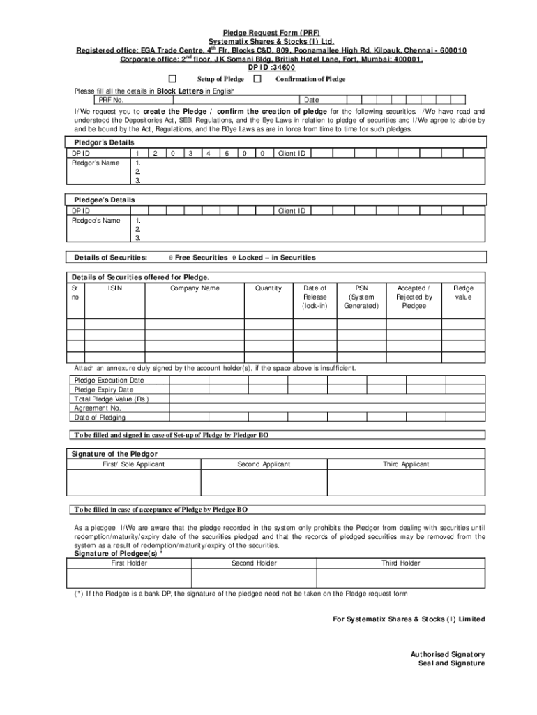 Fillable Online Pledge Request Form (PRF) Fax Email Print - pdfFiller