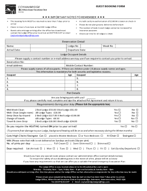 Fillable Online Guest Booking Form Fax Email Print - pdfFiller