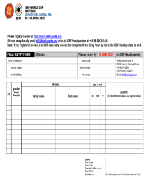 Fillable Online Fillable Online ANNEX 3.3 FINAL ENTRY FORM Rifle and ... Fax Email Print - pdfFiller
