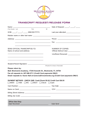 Fillable Online TRANSCRIPT REQUEST/RELEASE FORM - US Legal Forms Fax ...