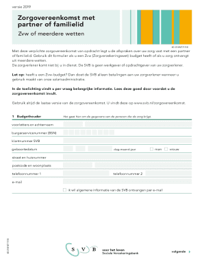 Fillable Online Zorgovereenkomst met partner of familielid Zvw of ...