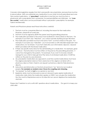Fillable Online ( #1 Asthma Medication form instructions for parents and phy205) Fax Email Print ...