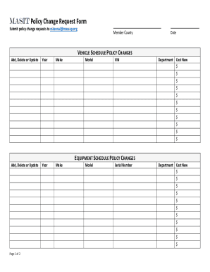 Fillable Online VEHICLE SCHEDULE POLICY CHANGES Fax Email Print - pdfFiller