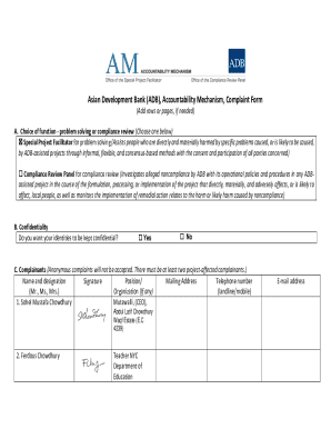 Fillable Online DOC ADB Accountability Mechanism Complaint Form - Asian ...