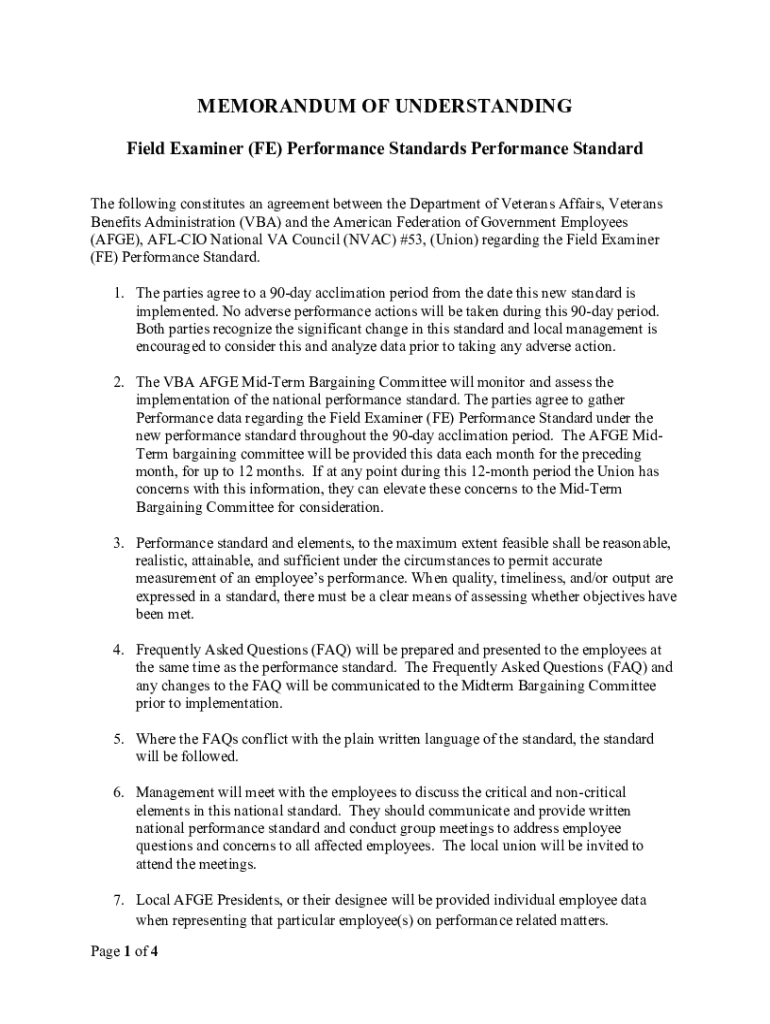 Fillable Online Field Examiner (FE) Performance Standards Performance ...