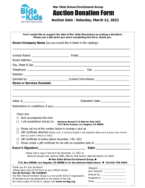 Fillable Online Fillable Online Auction Donation Form - MVSEG Fax Email ... Fax Email Print ...