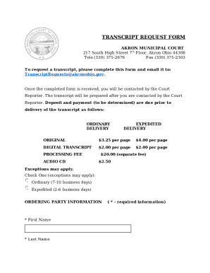 Transcript Request Ohio Southern District Court ... Doc Template ...