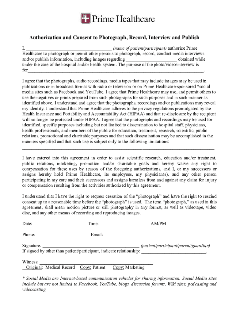 Fillable Online Fillable Online Authorization and Consent to Photograph ... Fax Email Print ...