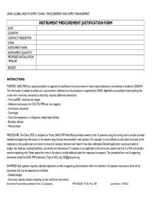 Fillable Online Instrument Procurement Justification Form. Instrument ...