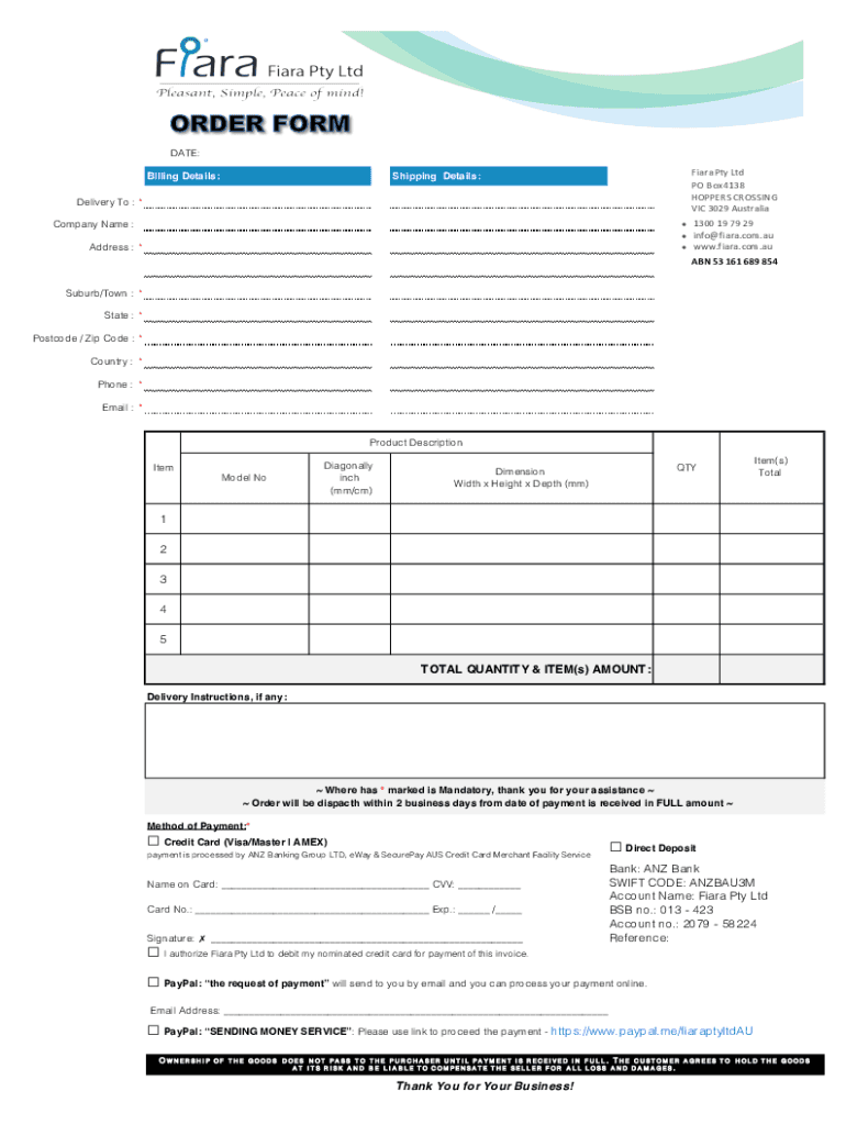 Fillable Online 2020 05 06Order Form Fax Email Print - pdfFiller
