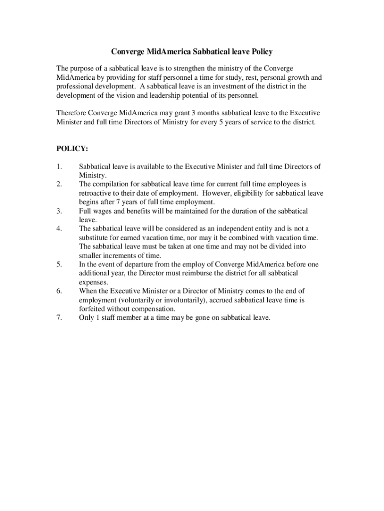 Fillable Online 10.9 SABBATICAL LEAVE POLICY I. STATEMENT OF AUTHORITY ...