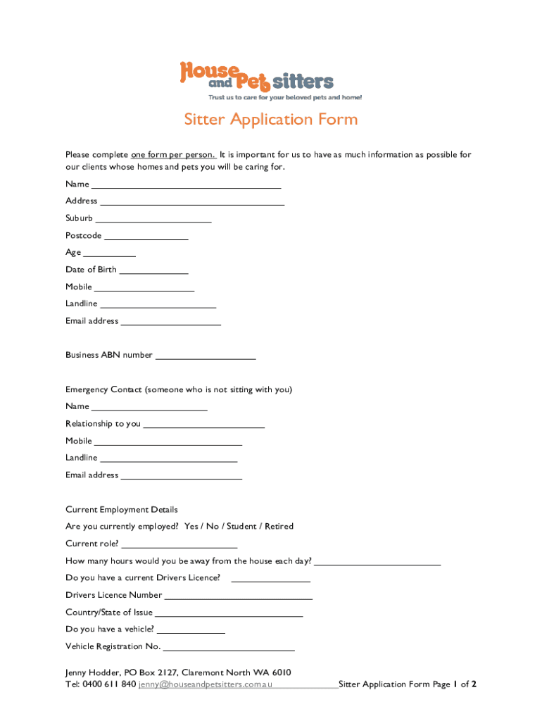 Fillable Online Patient Sitter - Fill Out and Sign Printable PDF ...