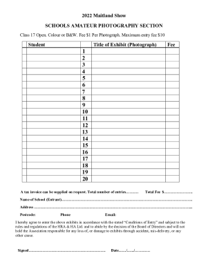 Fillable Online 2022 School Amateur Photography entry form Fax Email Print - pdfFiller