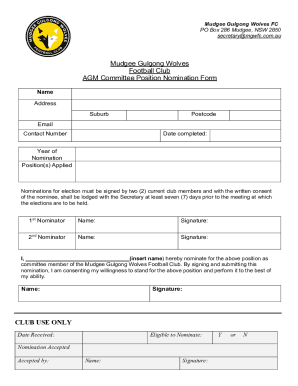 Fillable Online MGWFC AGM Nomination Form.docx Fax Email Print - pdfFiller