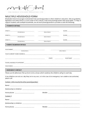 Fillable Online MULTIPLE HOUSEHOLD FORM Fax Email Print - pdfFiller