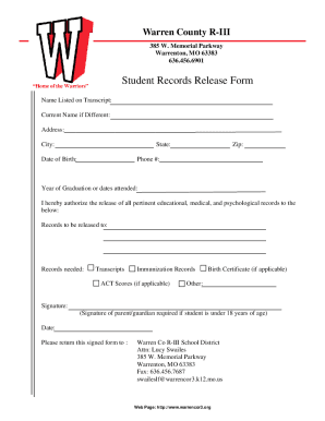 Fillable Online Student Record Release Form.pub Fax Email Print - pdfFiller