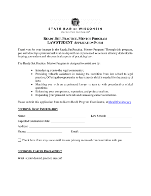 Fillable Online READY. SET. PRACTICE. MENTOR PROGRAM MENTOR APPLICATION FORM Fax Email Print ...