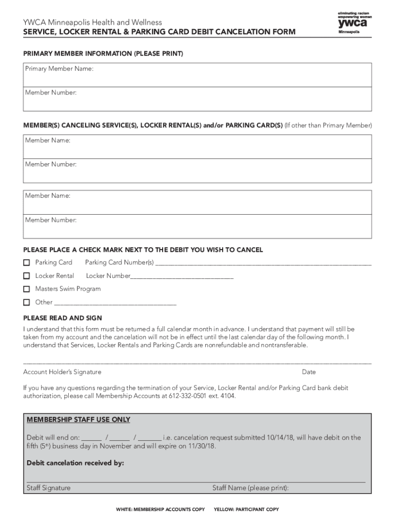 Fillable Online Fillable Membership and Parking Card Hold - YWCA Fax ...