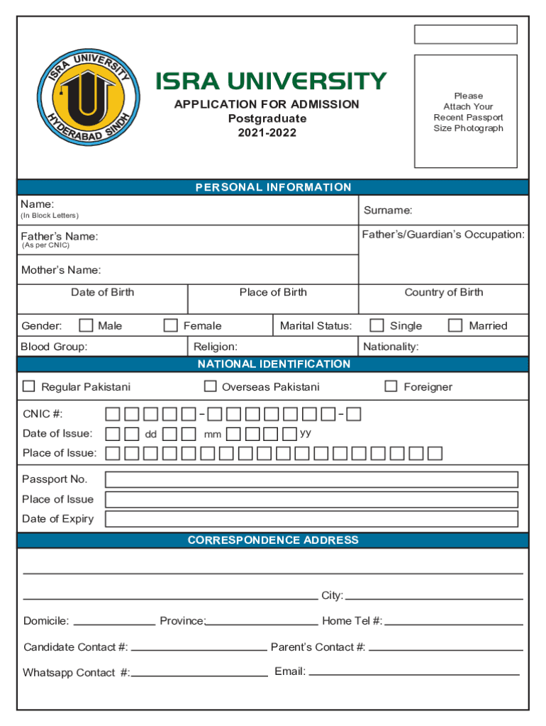 Fillable Online isra edu Graduate Admissions - The American University in Cairo Fax Email Print ...