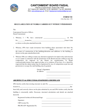 Fillable Online REGULARIZATION OF WORKS CARRIED OUT WITHOUT PERMISSION ...