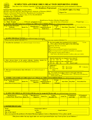 Fillable Online Adverse Drug Reaction Reporting Form - druglist.info ...