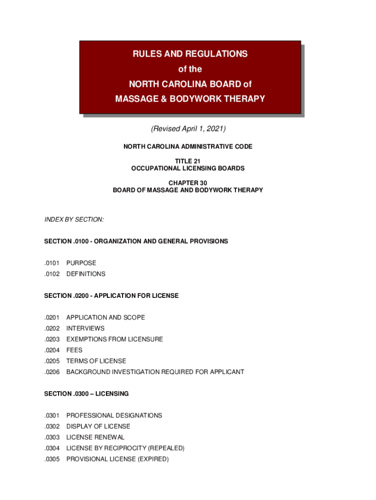 Fillable Online RULES AND REGULATIONS of the NORTH CAROLINA BOARD of ...