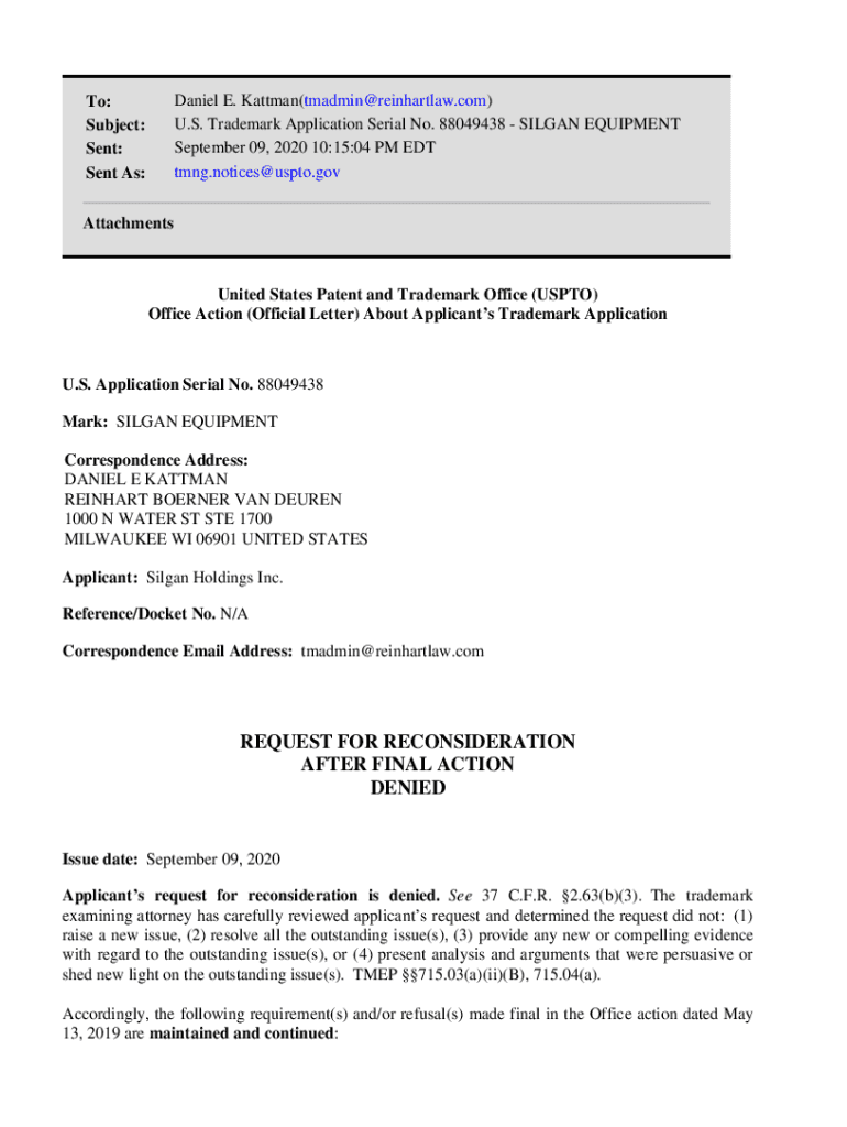 Fillable Online REQUEST FOR RECONSIDERATION AFTER FINAL ACTION DENIED Fax Email Print - pdfFiller