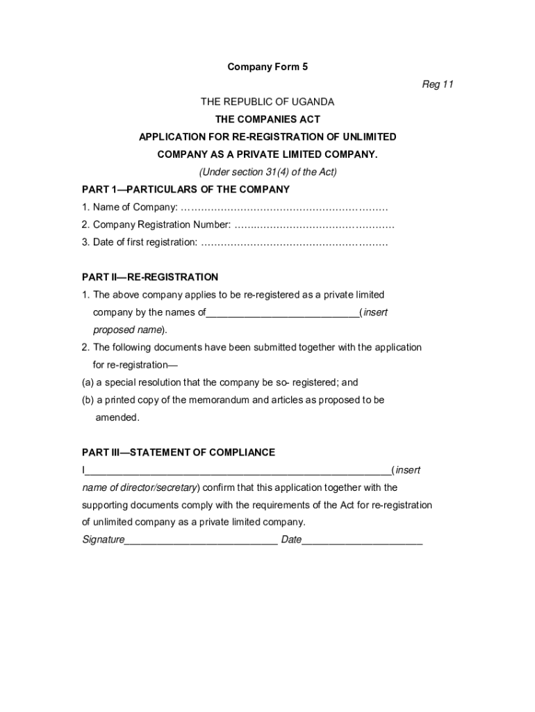 Fillable Online ursb go Company-Form-5 Fax Email Print - pdfFiller