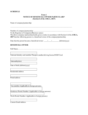 Fillable Online ursb go Fillable Form 1: SCHEDULE NOTICE OF BENEFICIAL ...