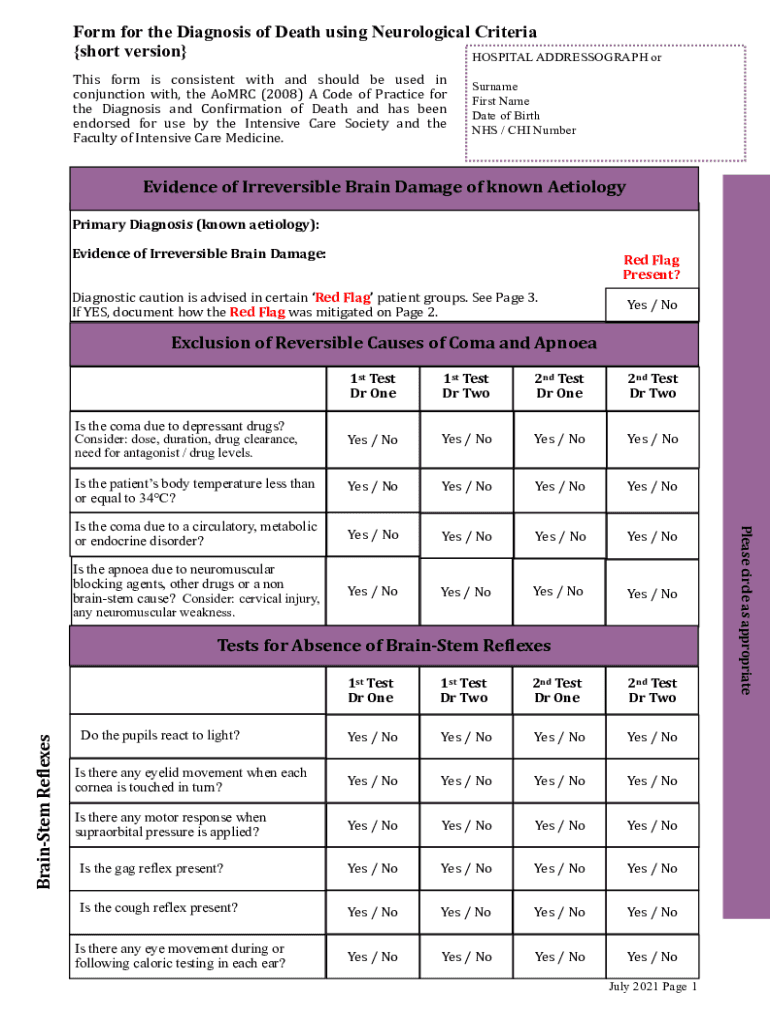 Fillable Online ficm ac Form for the Diagnosis of Death using ...