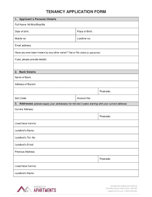 Fillable Online Tenancy Application Form - Elite RentalsElite Rentals ...