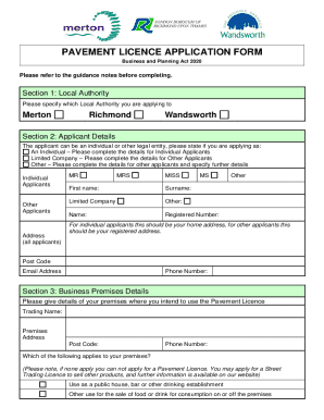 Fillable Online Pavement licence application form - Wandsworth Borough ...