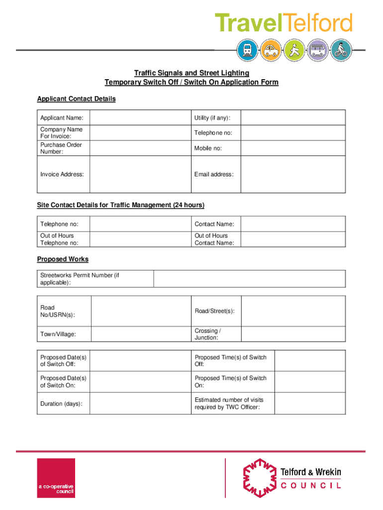 Fillable Online Temporary Traffic Signal Licence Application Form ...