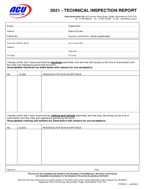 Fillable Online TECHNICAL INSPECTION REPORT FORM - ACU Fax Email Print ...