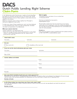 Fillable Online Dutch Public Lending Right Scheme ClaimForm - dacs.org ...