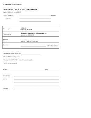 Fillable Online STANDING ORDER FORM EVERYDAY GIVING - Emmanuel CROYDON ...