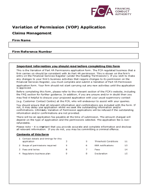 Fillable Online Variation of Permission (VOP) Application Fax Email ...