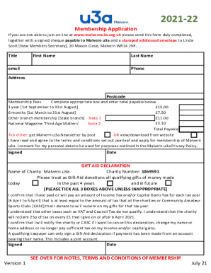 Fillable Online malvernu3a org uk please send this form duly completed ...