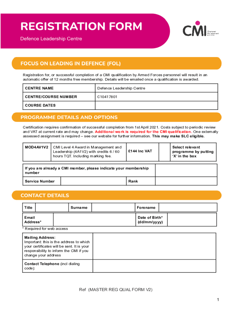 Fillable Online DEFAC FOL Qualification Registration Form new Fax Email ...