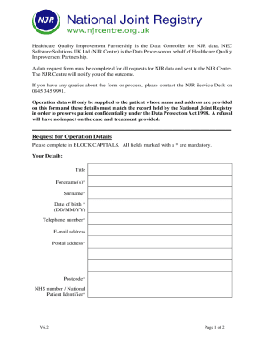 Fillable Online Welcome to NJR - njrcentre.org.uk Fax Email Print ...
