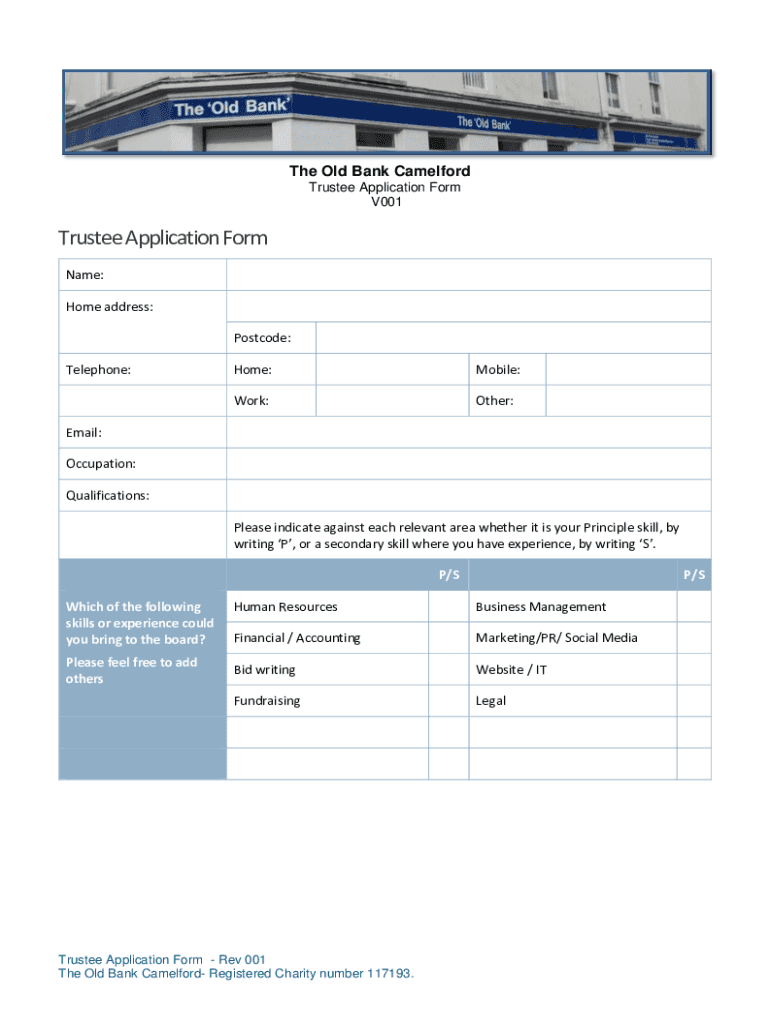 Fillable Online Fillable Online Trustee application form - Coventry ...